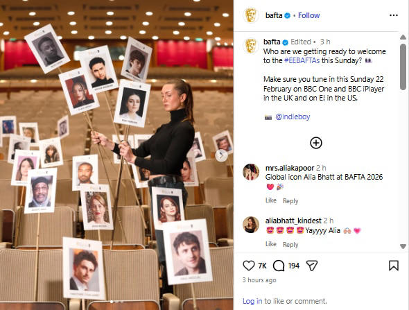 Alia Bhatt joins Cillian Murphy and Kate Hudson as BAFTA 2026 presenters