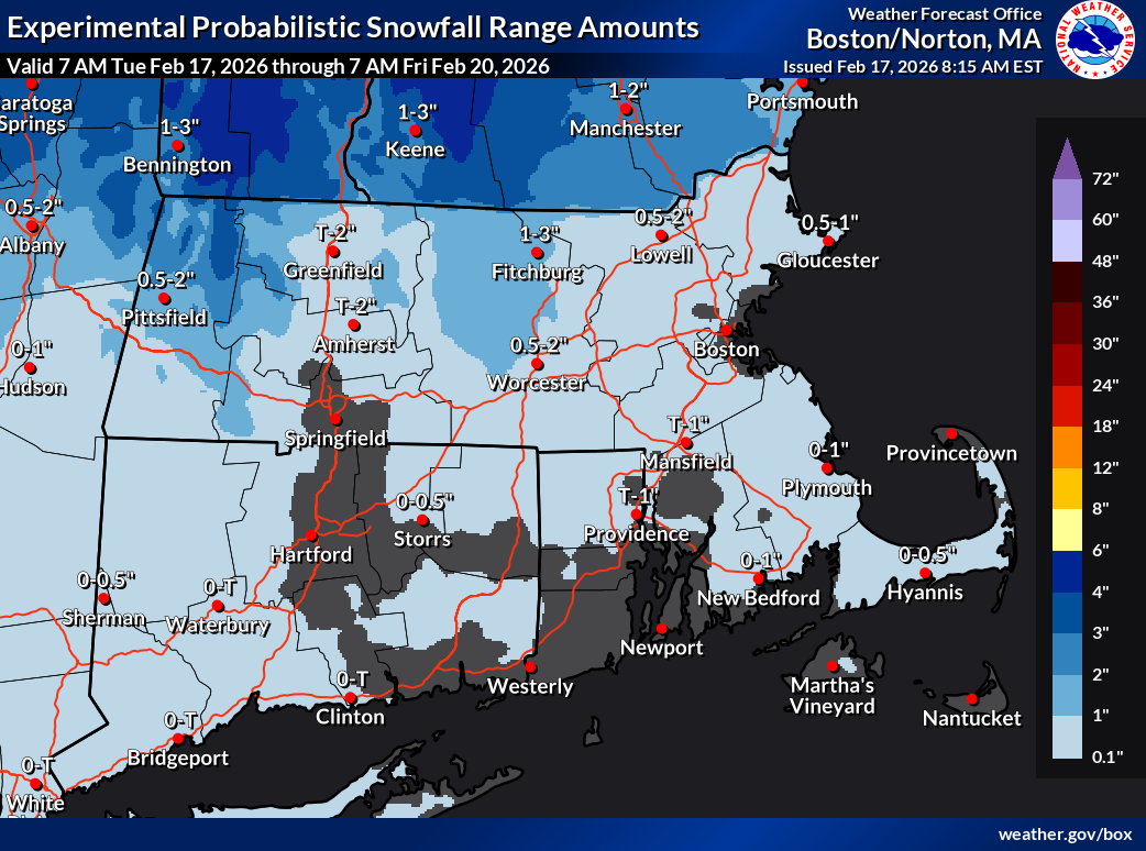6 maps predicting Wednesday’s snowfall totals