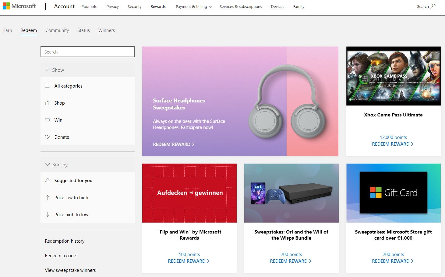 Microsoft raises rewards prices for Xbox gift cards in multiple regions