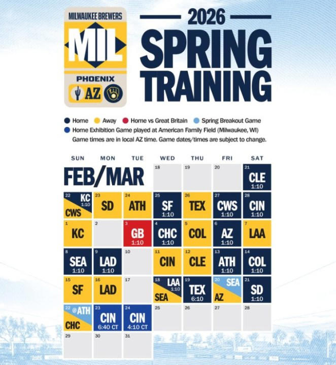 Brewers kick off 2026 spring training