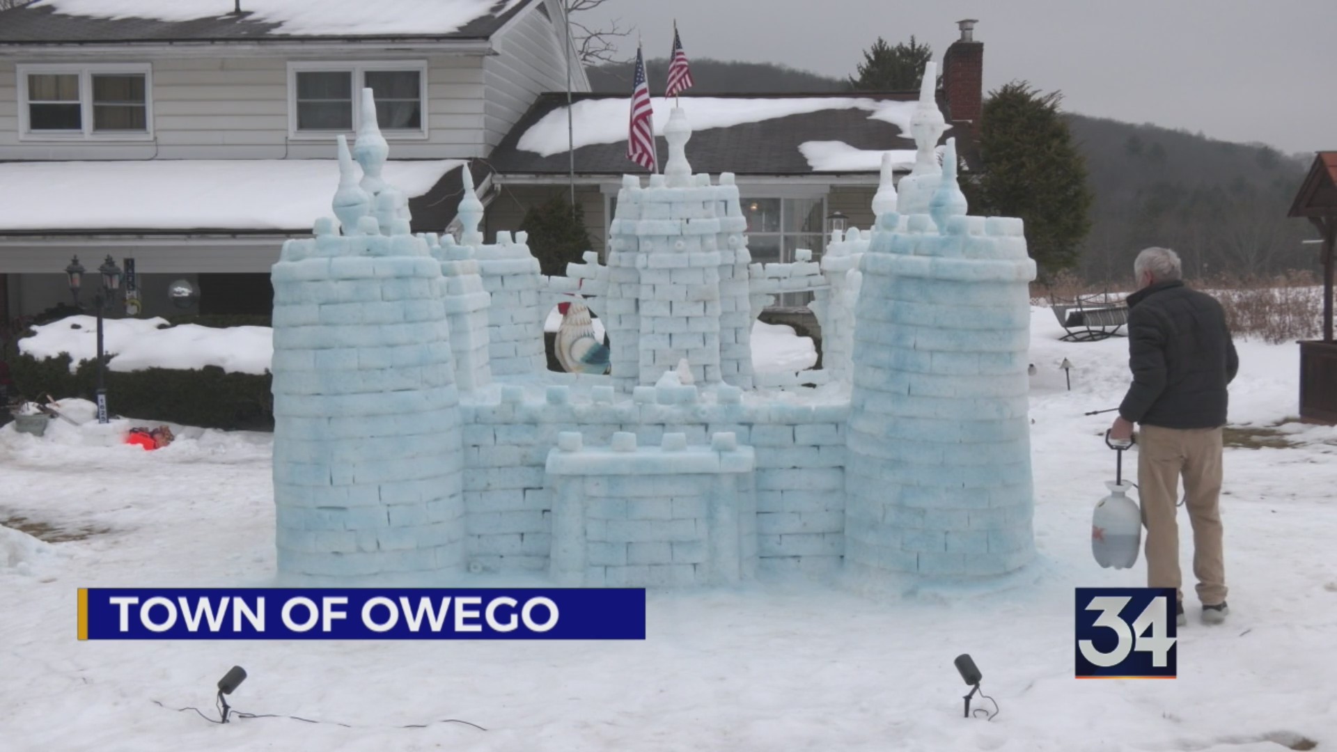 Owego man creates massive snow castle