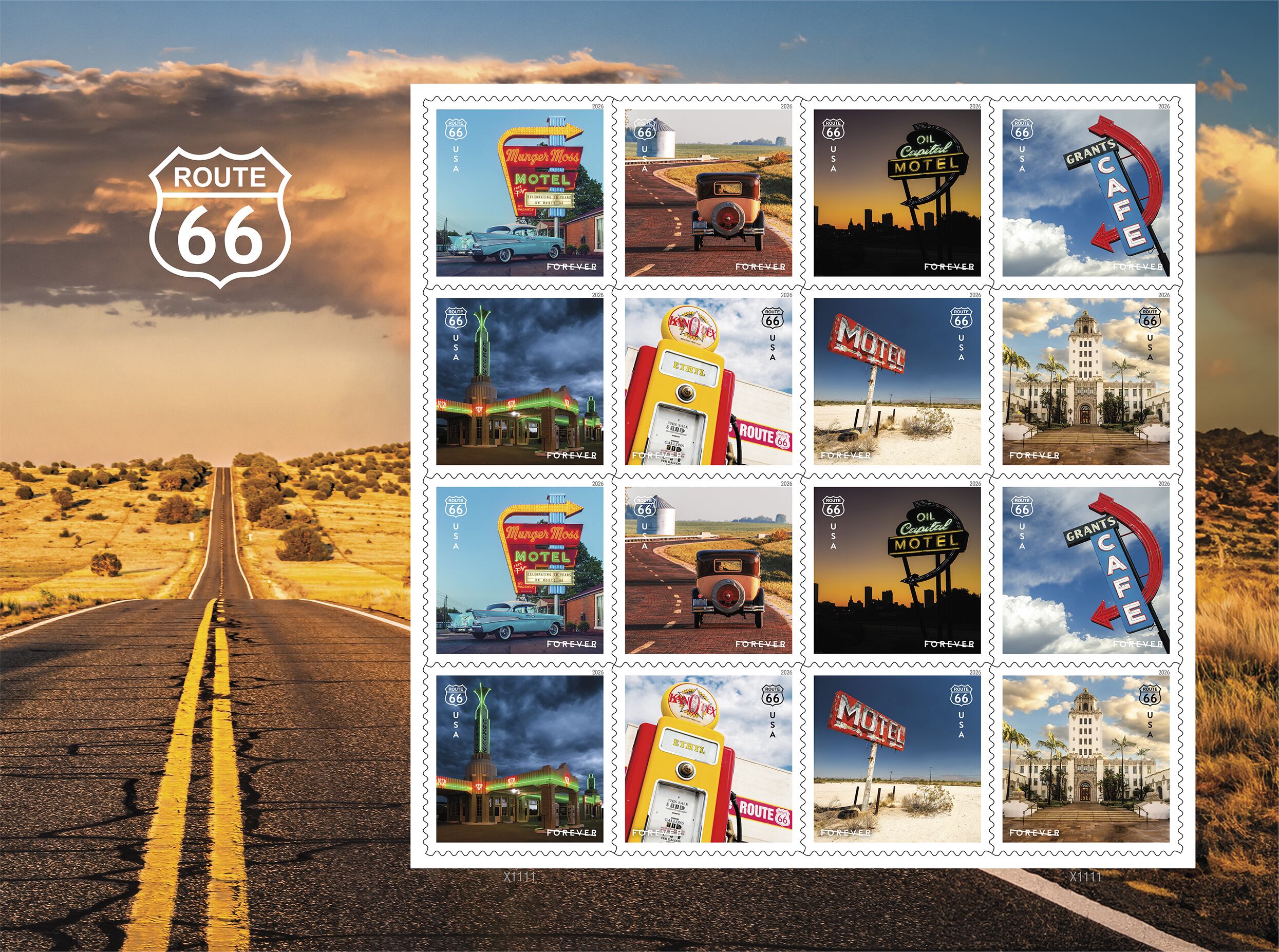 Route 66: USPS unveils Route 66 centennial stamps, born from a ...