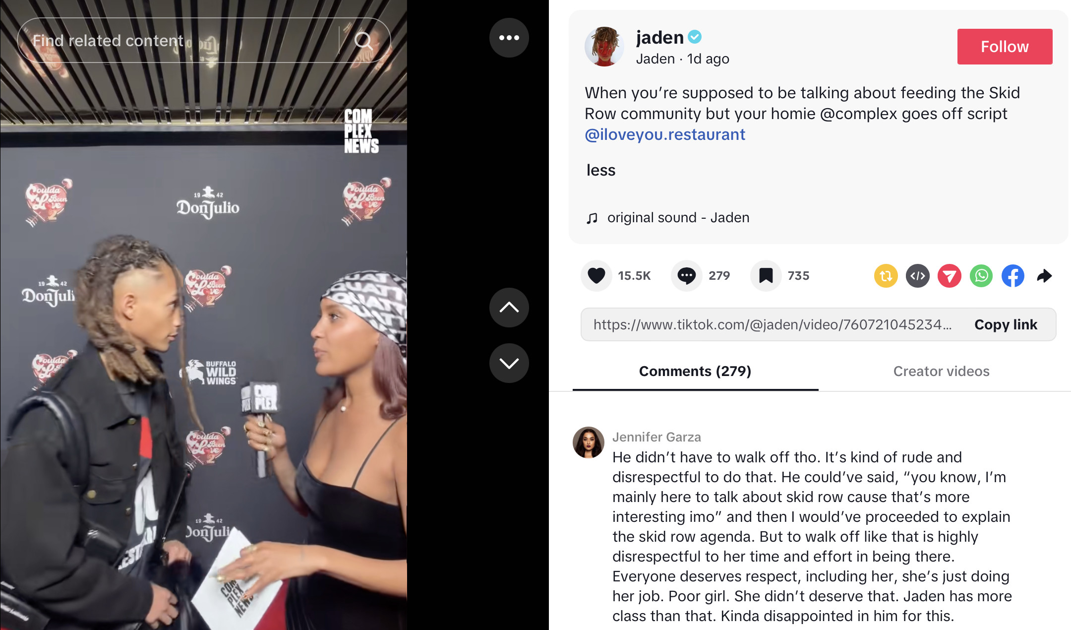 Jaden Smith wants to open a Skid Row building offering meals every day ...