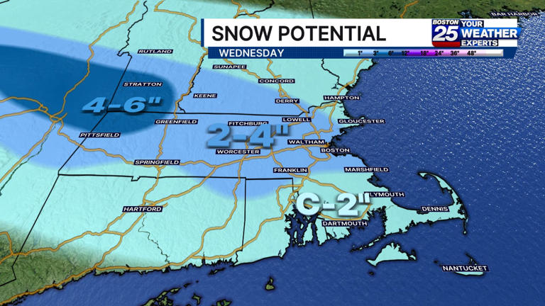 New snowfall map: Plowable snow on tap for Mass. See how much to expect ...
