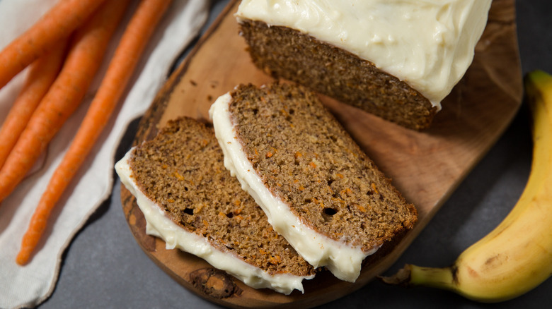 Spiced carrot banana bread with cream cheese icing recipe