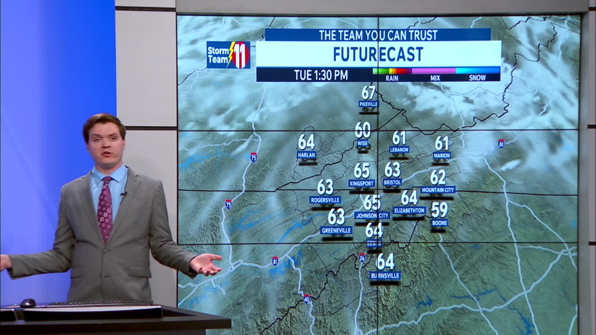 A mild evening with rain chances increasing mid-week
