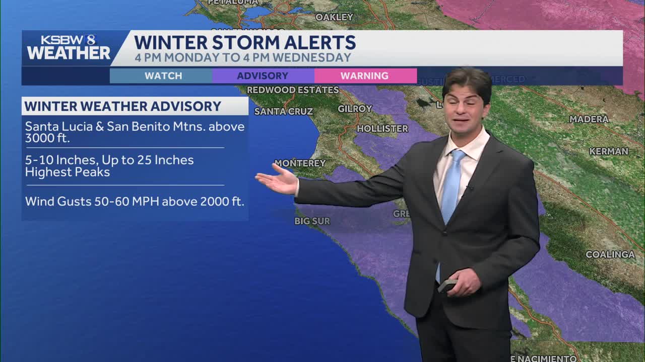 Potent cold front targets Central Coast with thunder, low snow and ...