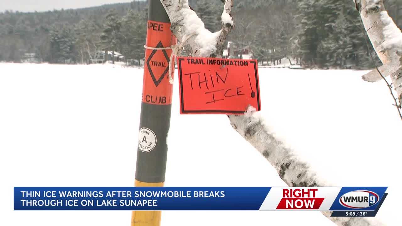 Officials warn of thin ice after snowmobile breaks through ice on Lake ...