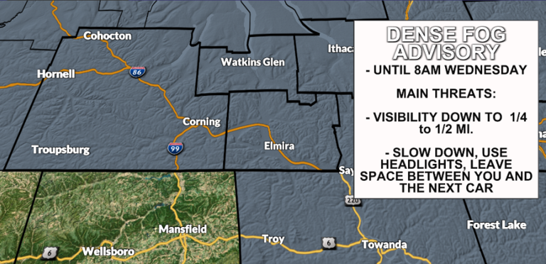 Alert: Dense fog advisory for Twin Tiers