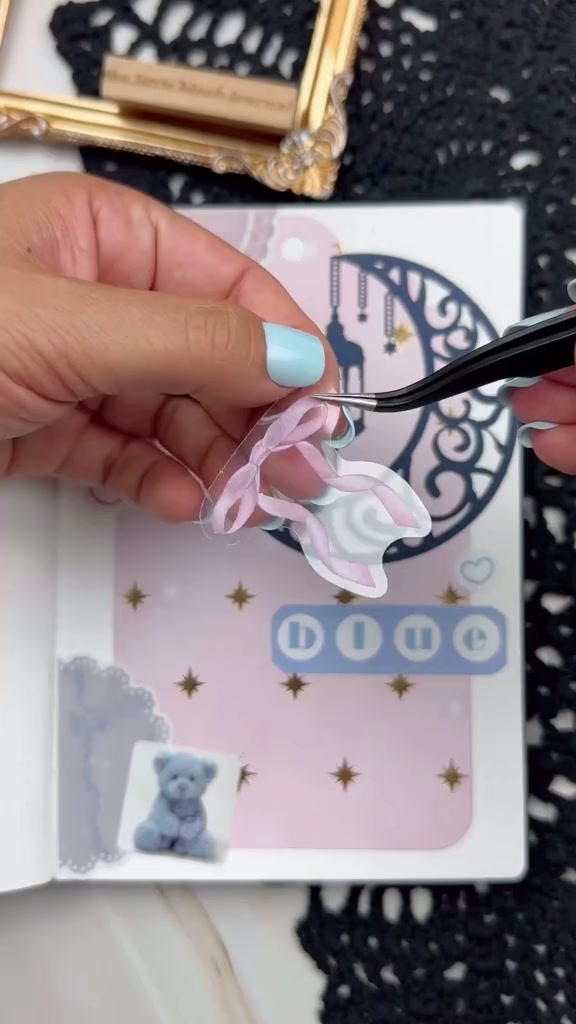 Pink and blue baby journal spread for pregnancy memories