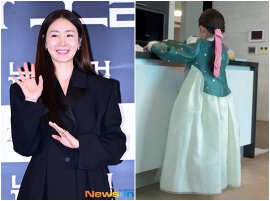 174cm 최지우, 기럭지 닮은 6세 딸 한복 사진 공개