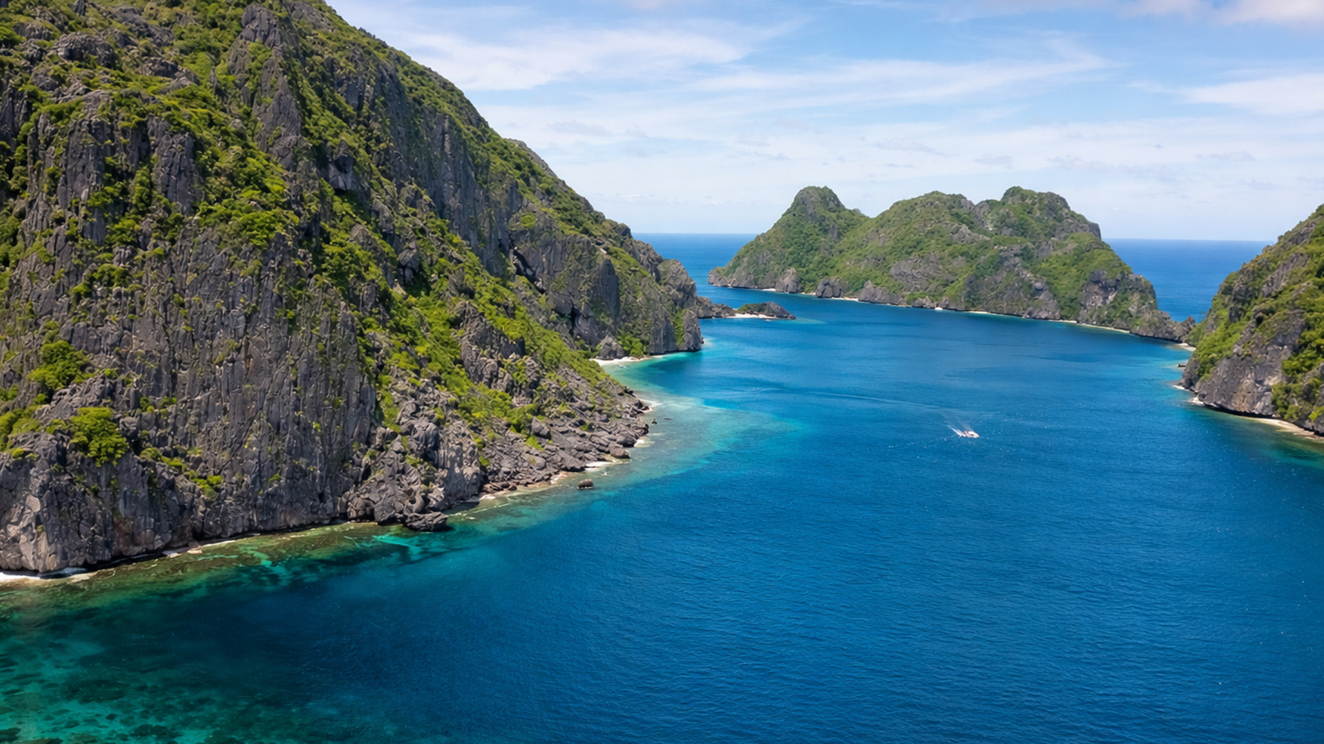 A hidden bay between giant cliffs