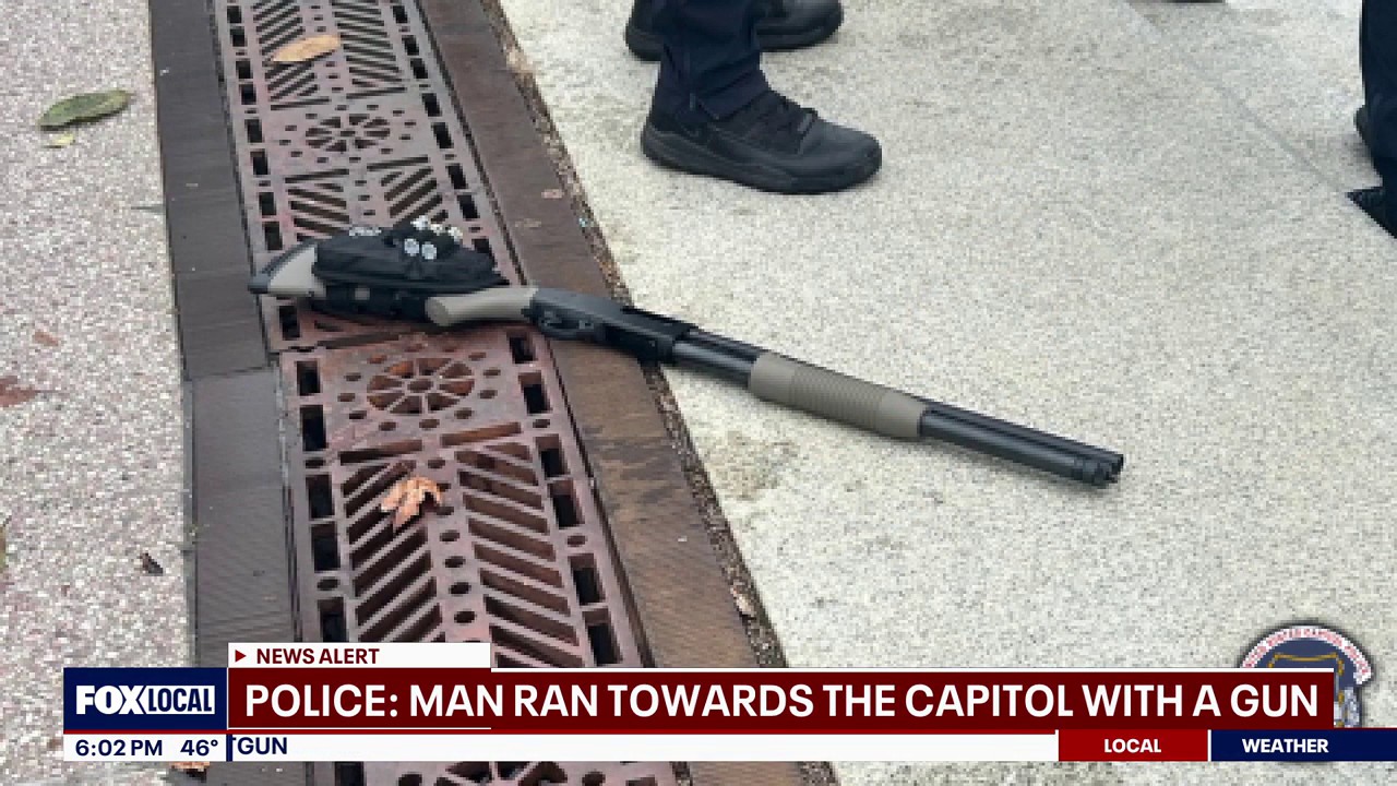 Man arrested after running toward US Capitol with loaded shotgun ...