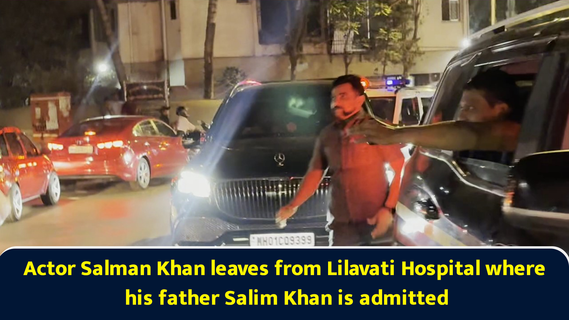 Actor Salman Khan leaves from Lilavati Hospital where his father Salim ...