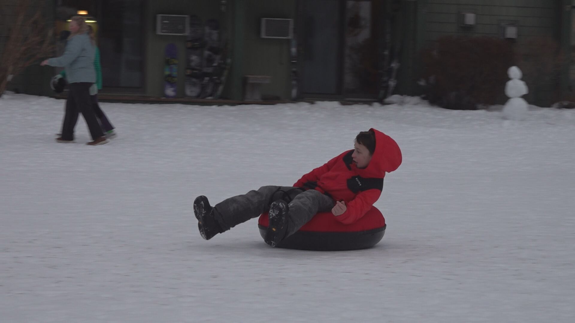 Kids compete for gold in human curling at Smuggs Winter Games