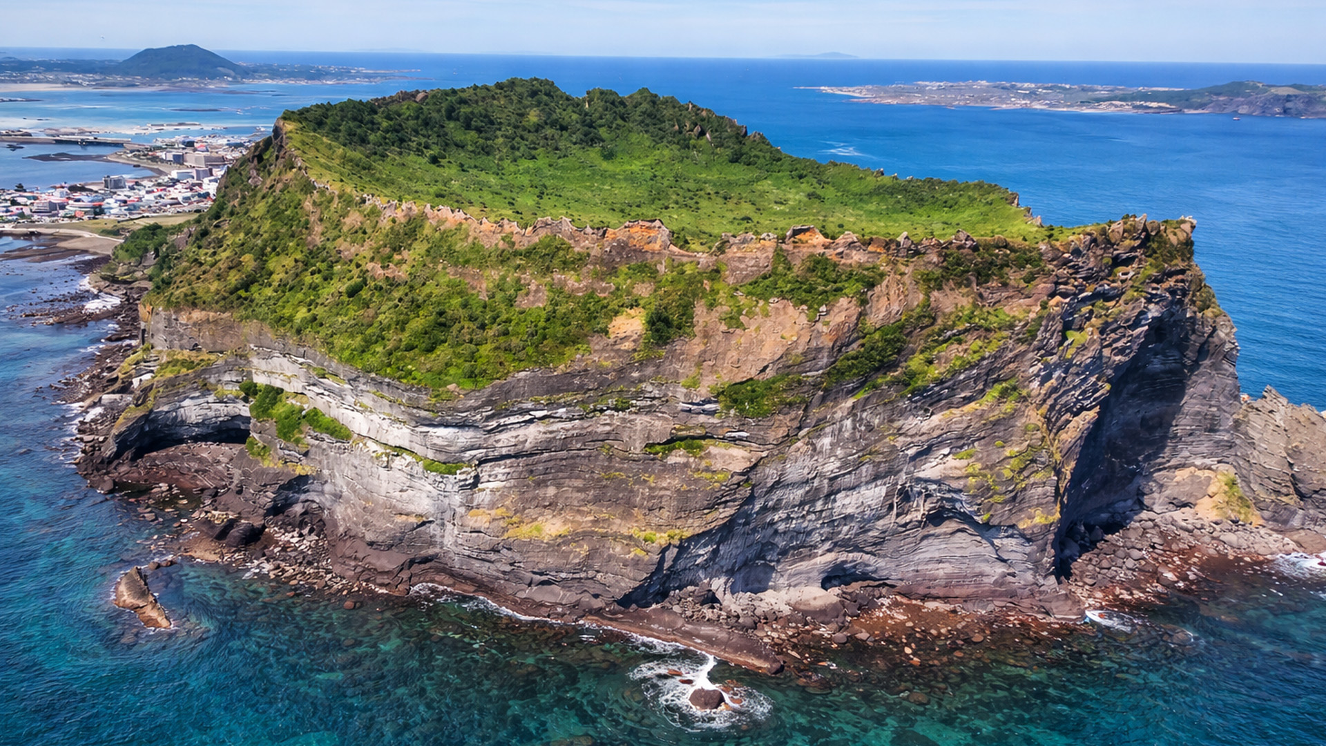 An island shaped like a giant bowl
