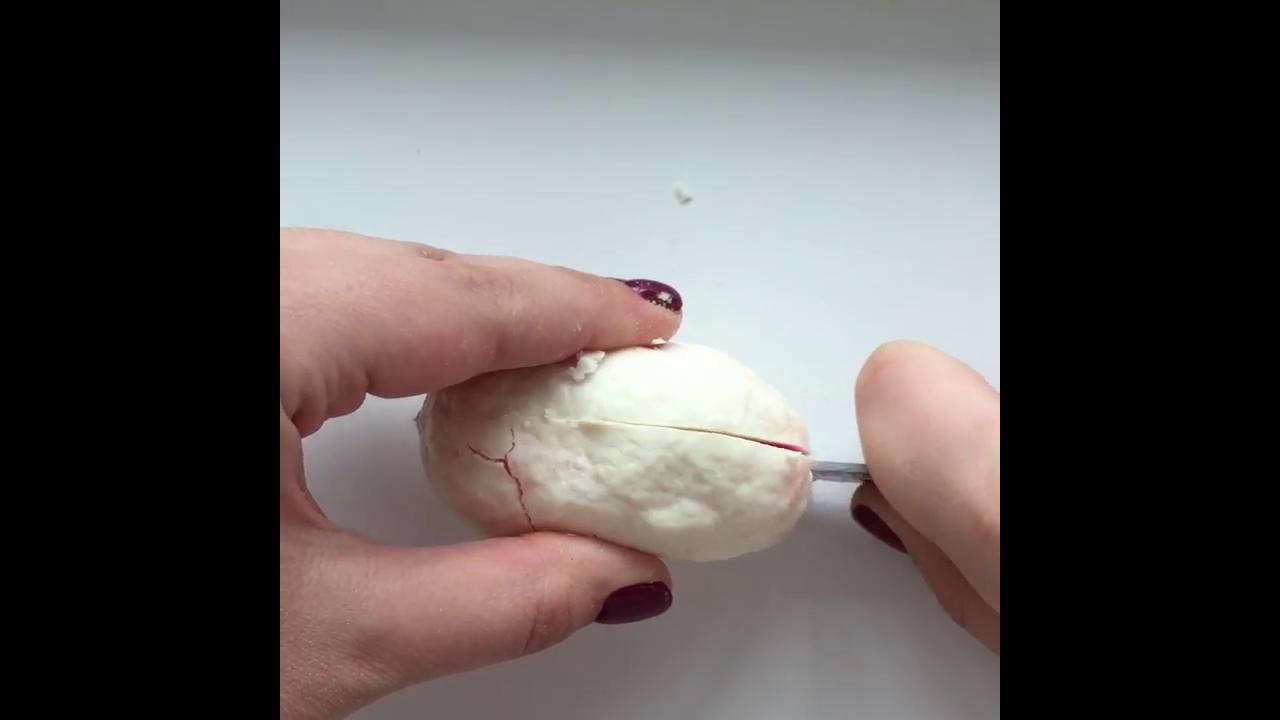ASMR cut in half snow-white soap