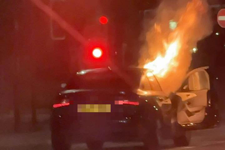 Watch: Moment car erupts in flames on busy Doncaster city centre road