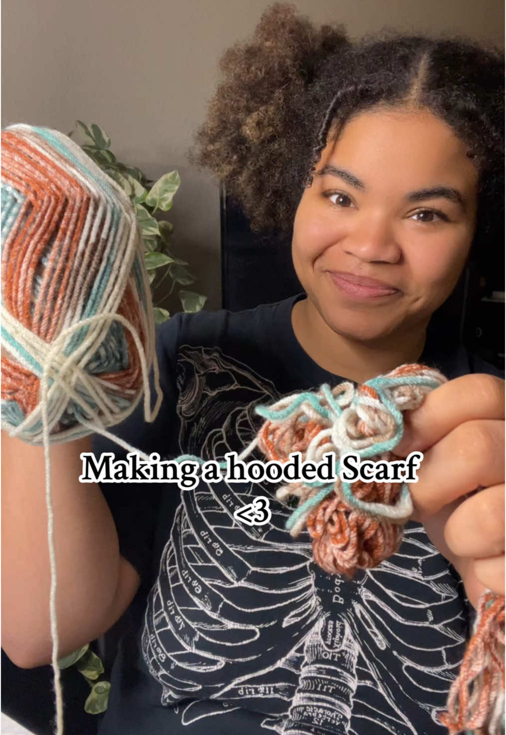 Making a hooded scarf