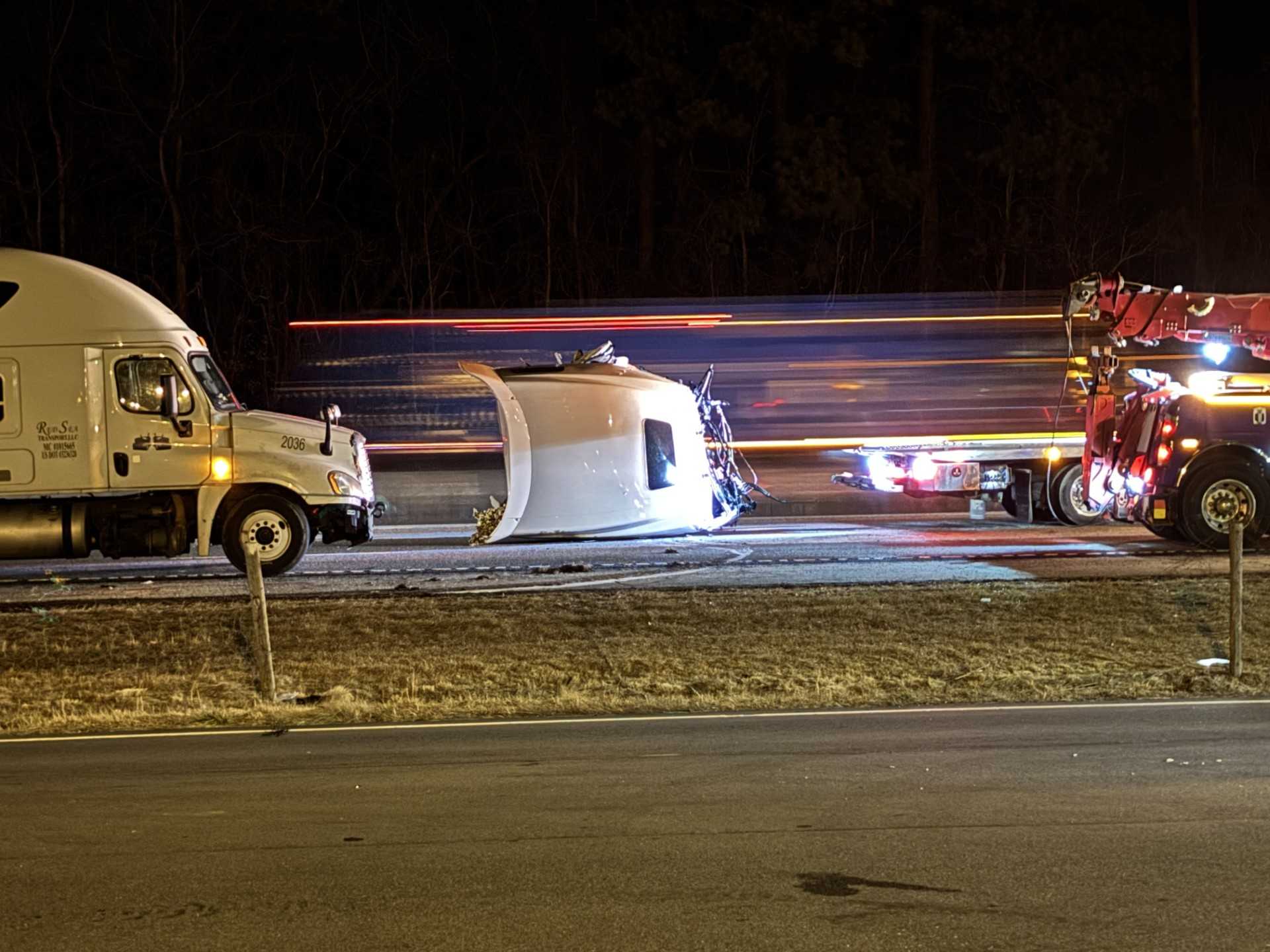 Two tractor-trailers were involved in a crash on I-40