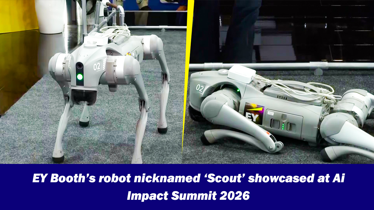 EY Booth’s robot nicknamed ‘Scout’ showcased at AI Impact Summit 2026