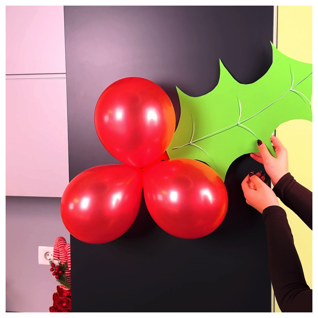 Giant holly berry and leaves Christmas decoration