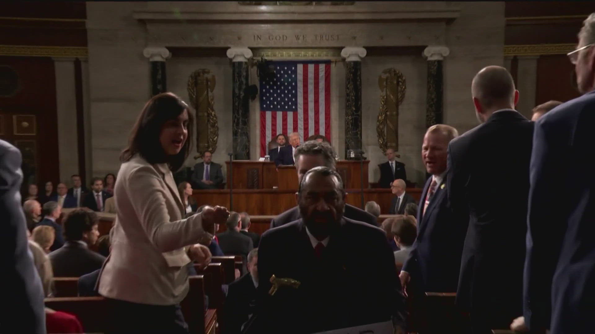 Democrats push back during speech as Ilhan Omar and Al Green interrupt ...