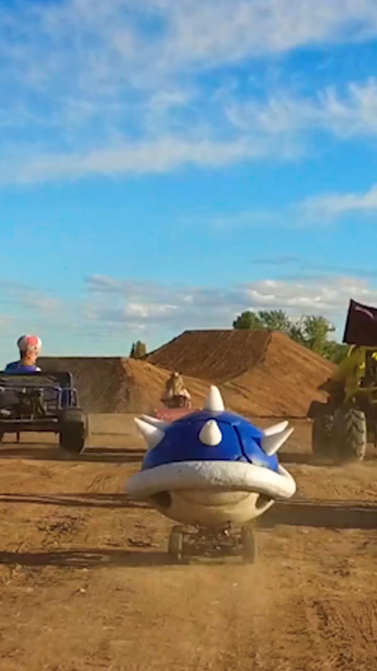 We built a real Mario Kart blue shell