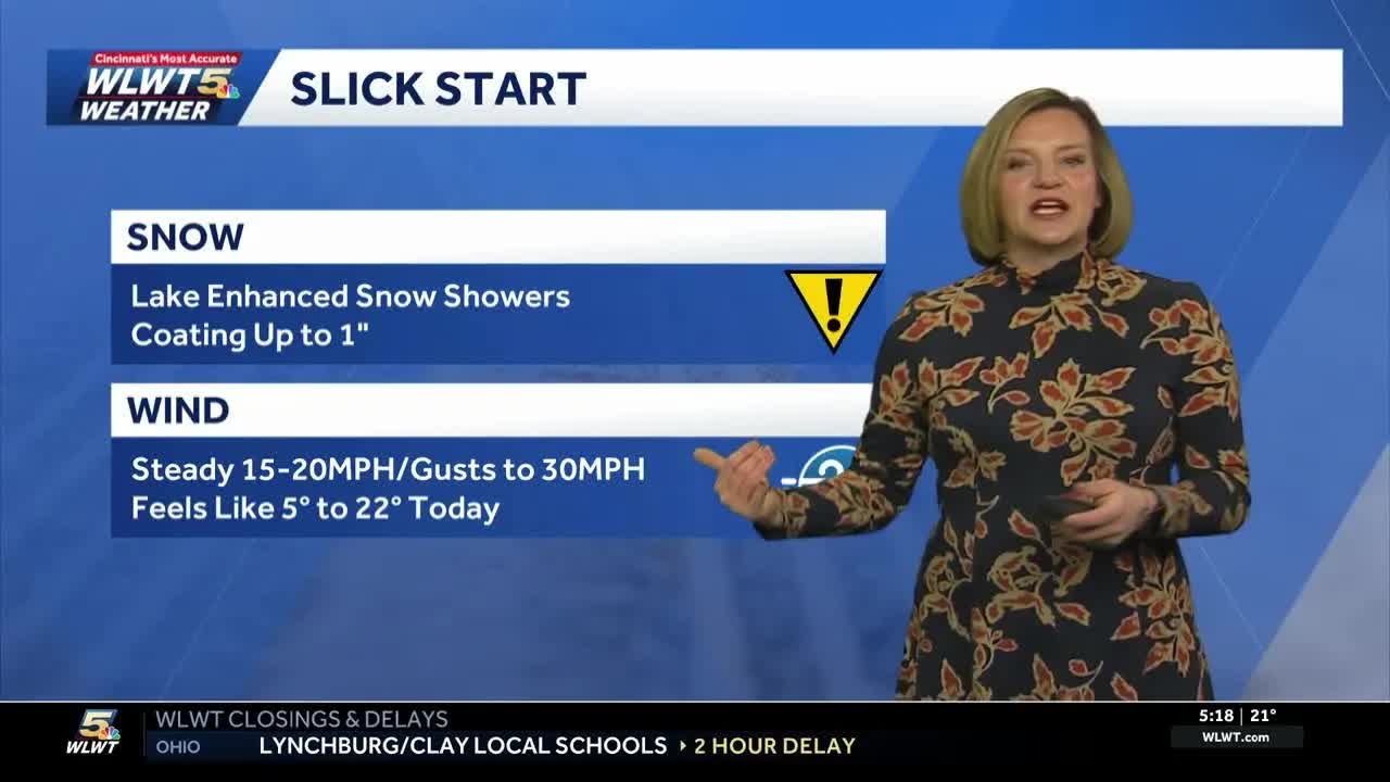 Slick roads after overnight snow in greater Cincinnati