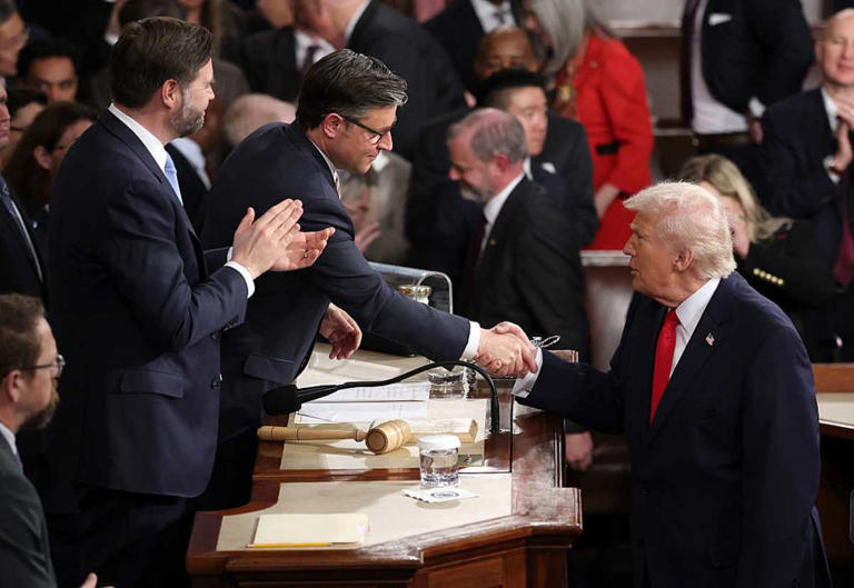 Democrats refuse to stand as Trump challenges them to put Americans ...