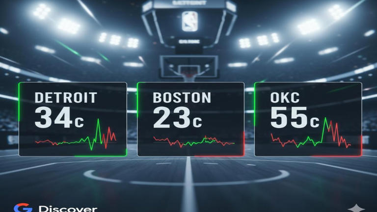 NBA prediction markets shift: Detroit split, Boston surges, and OKC ...