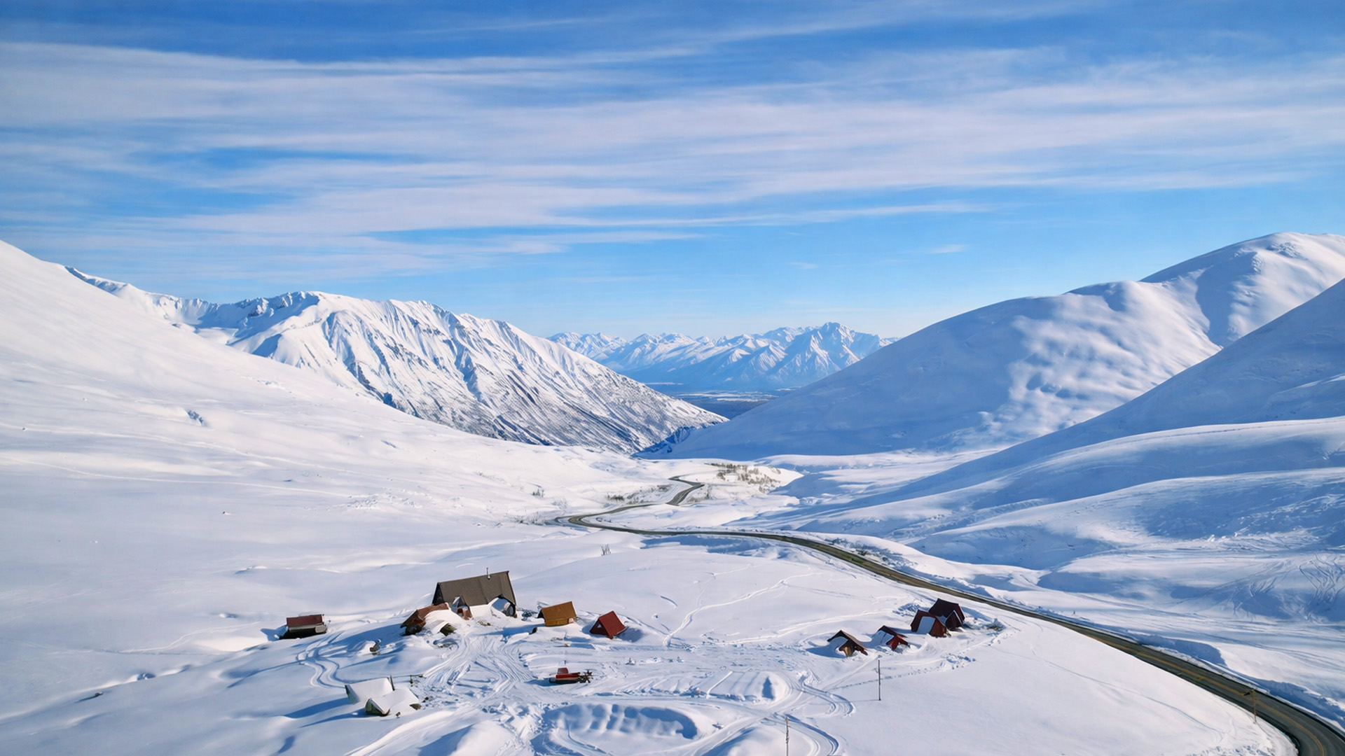 Frozen wilderness of endless snow Hatcher Pass Alaska