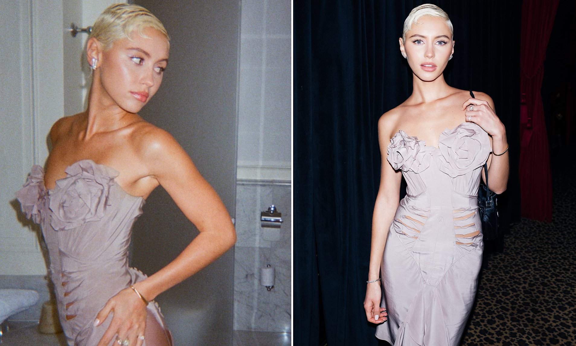 Iris Law puts on a sizzling display in a lilac dress as she enjoys a ...