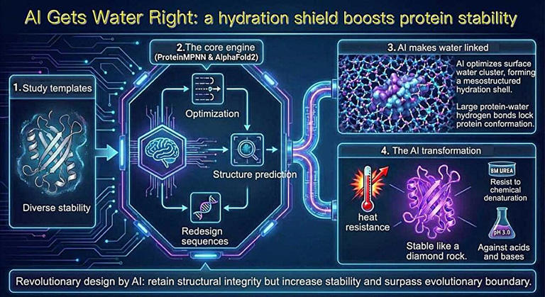 AI gets water right: How a hydration shield helps proteins keep their shape