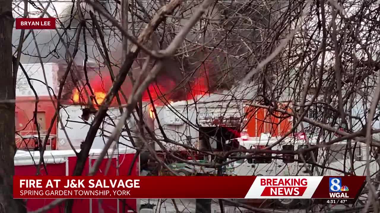 Fire crews battle fire at J&K Salvage in York County