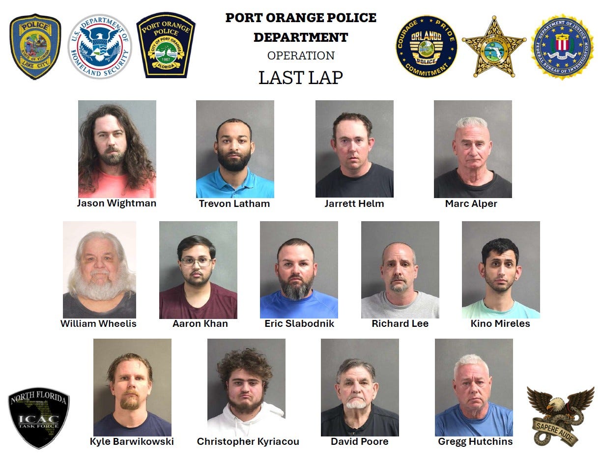 Port Orange police, with FBI, others, arrest 13 men in child sex sting