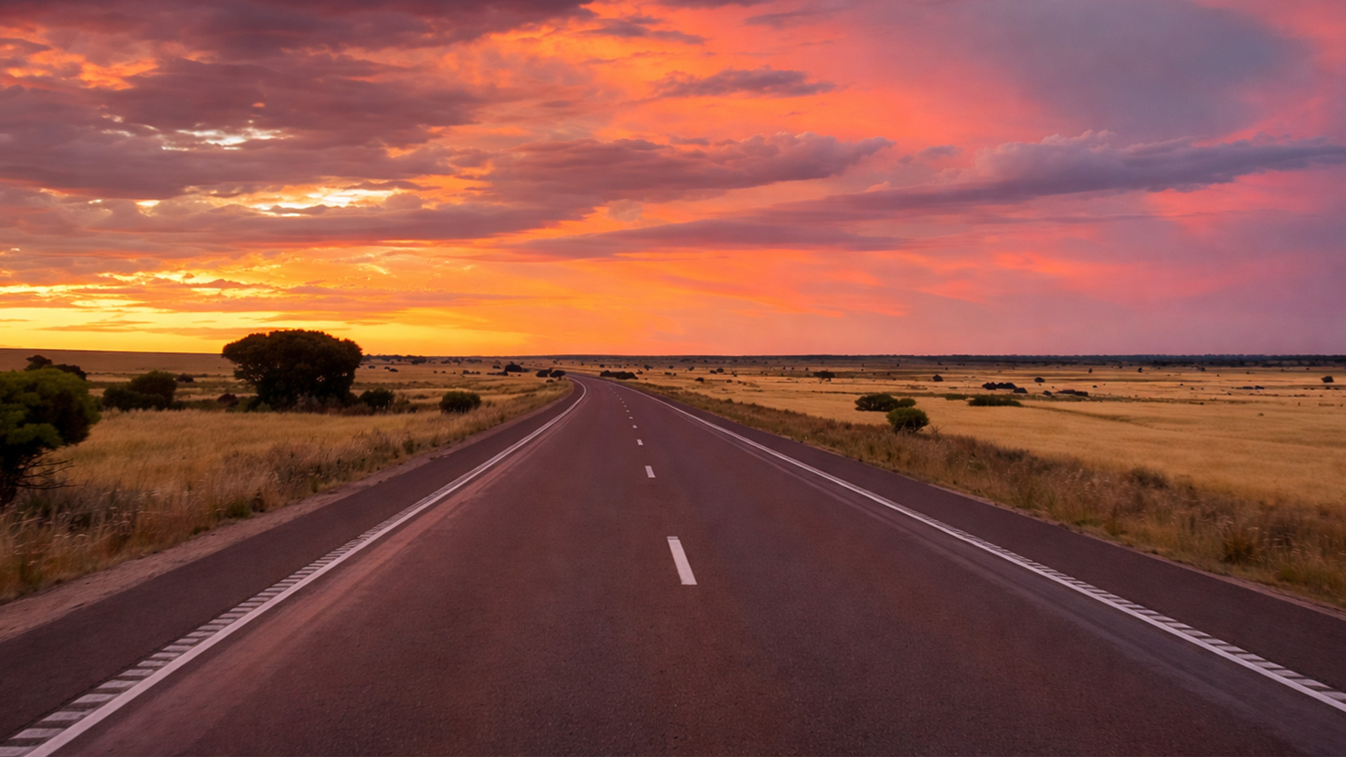 Australia’s endless highway at sunset