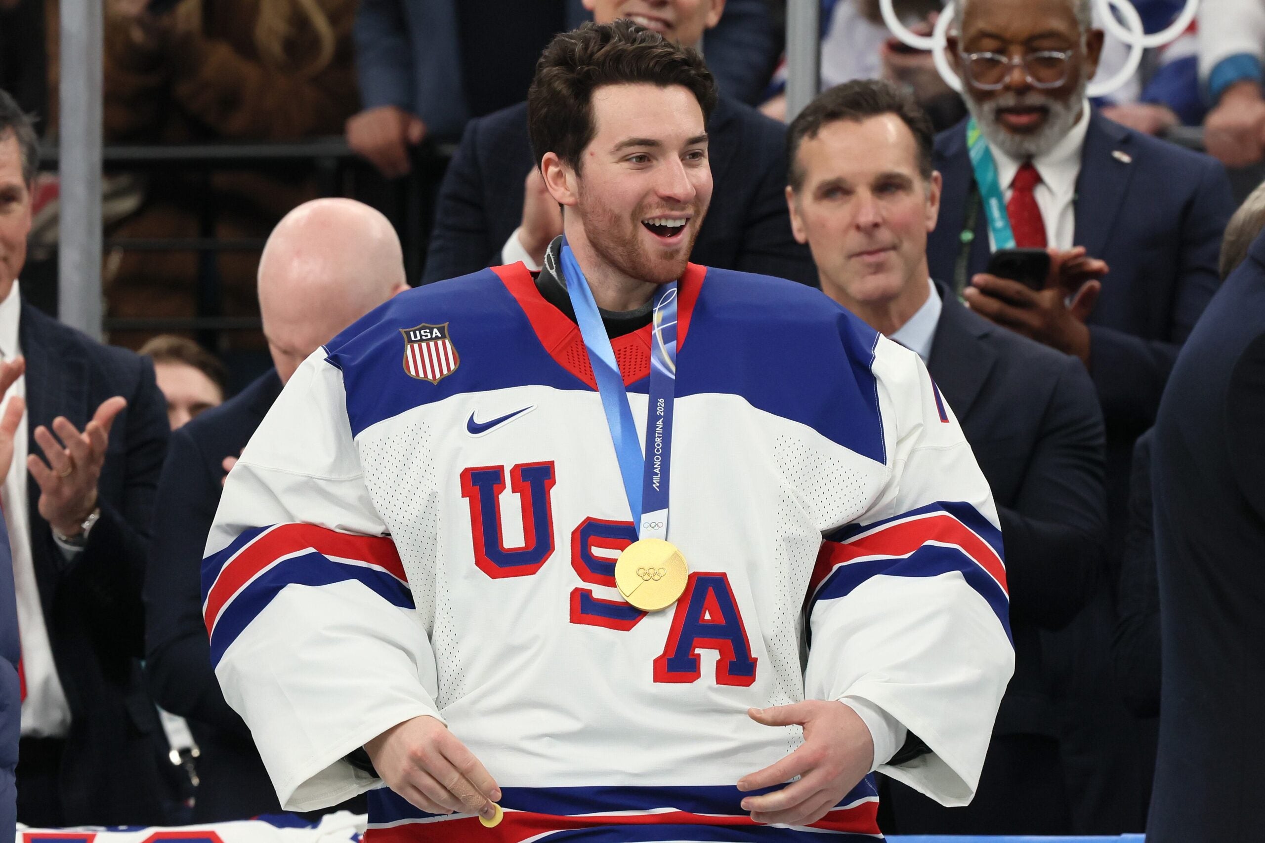 Swayman: Team USA 'should have reacted differently' to Trump's joke ...