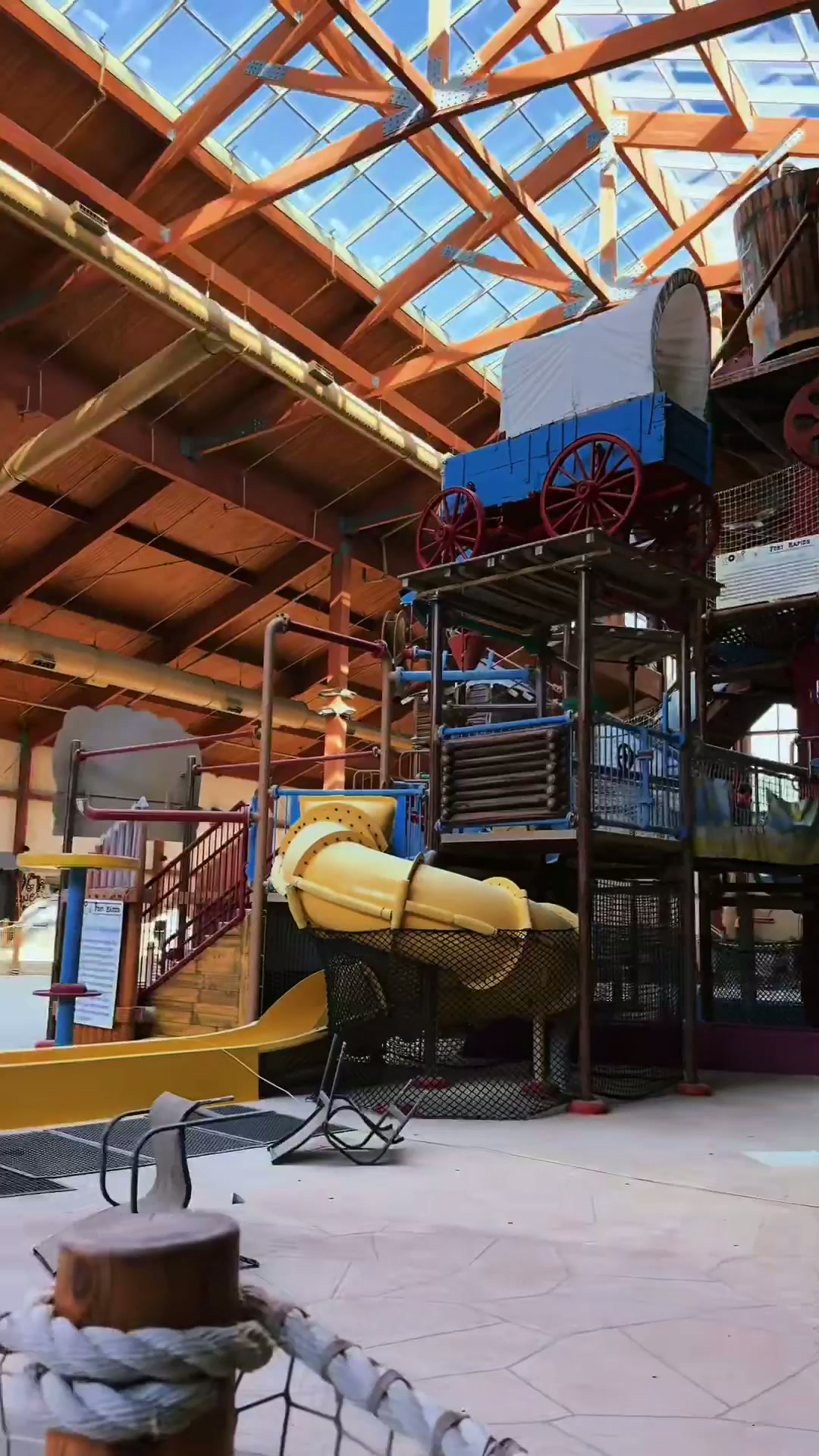Abandoned water slides having fun