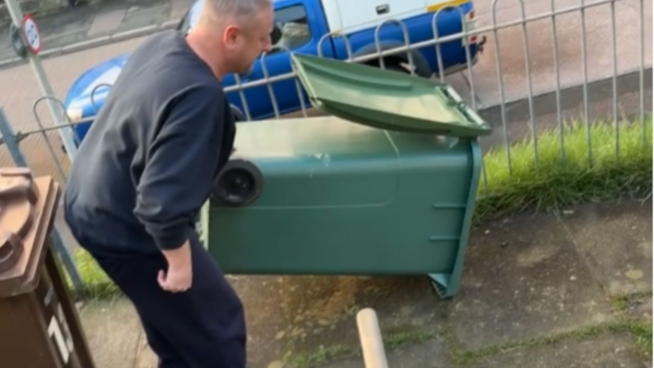 Rat trapped in a recycling bin leads to a chaotic garden chase