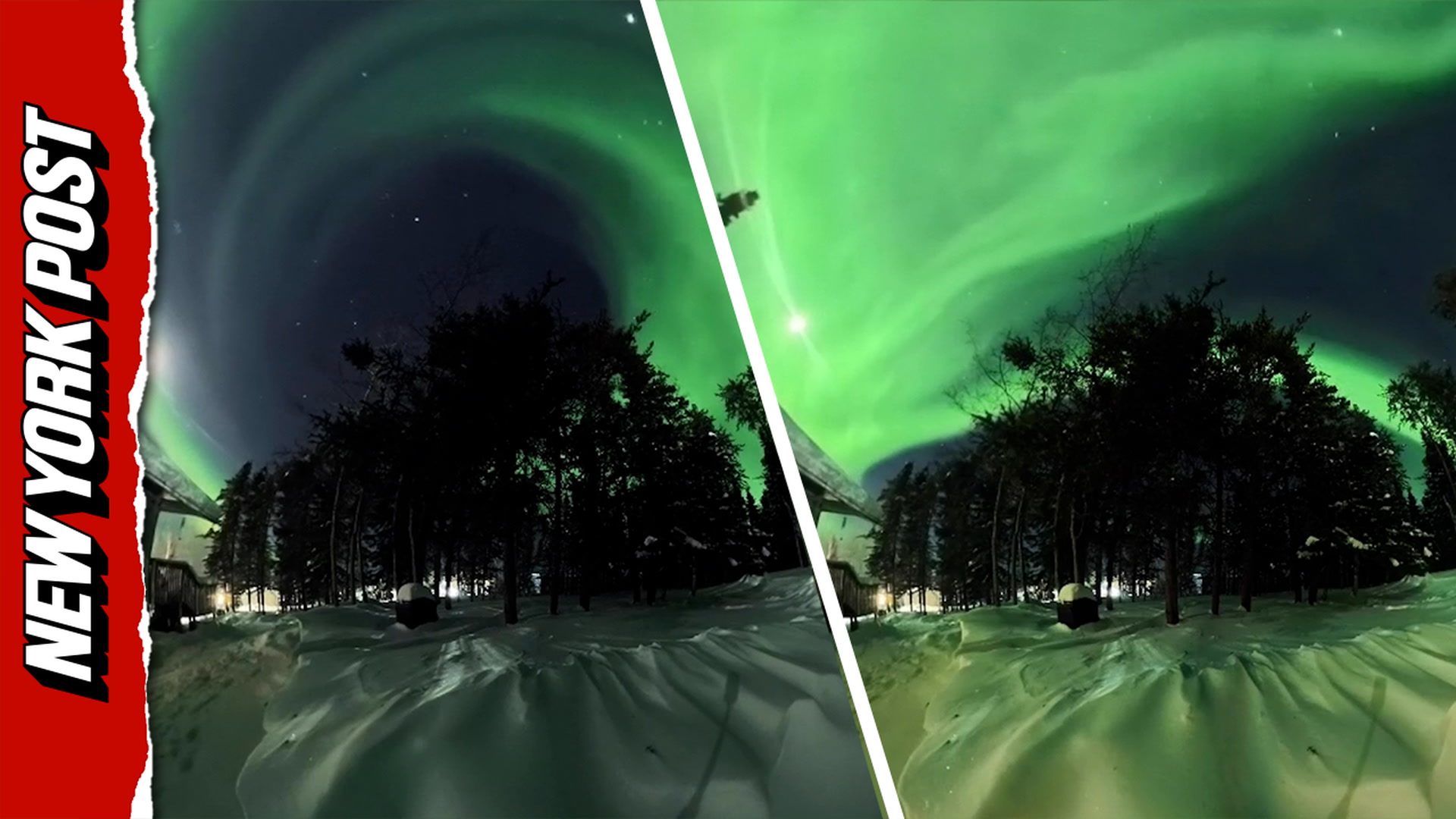 Stunning 360 view of the aurora lighting up the sky