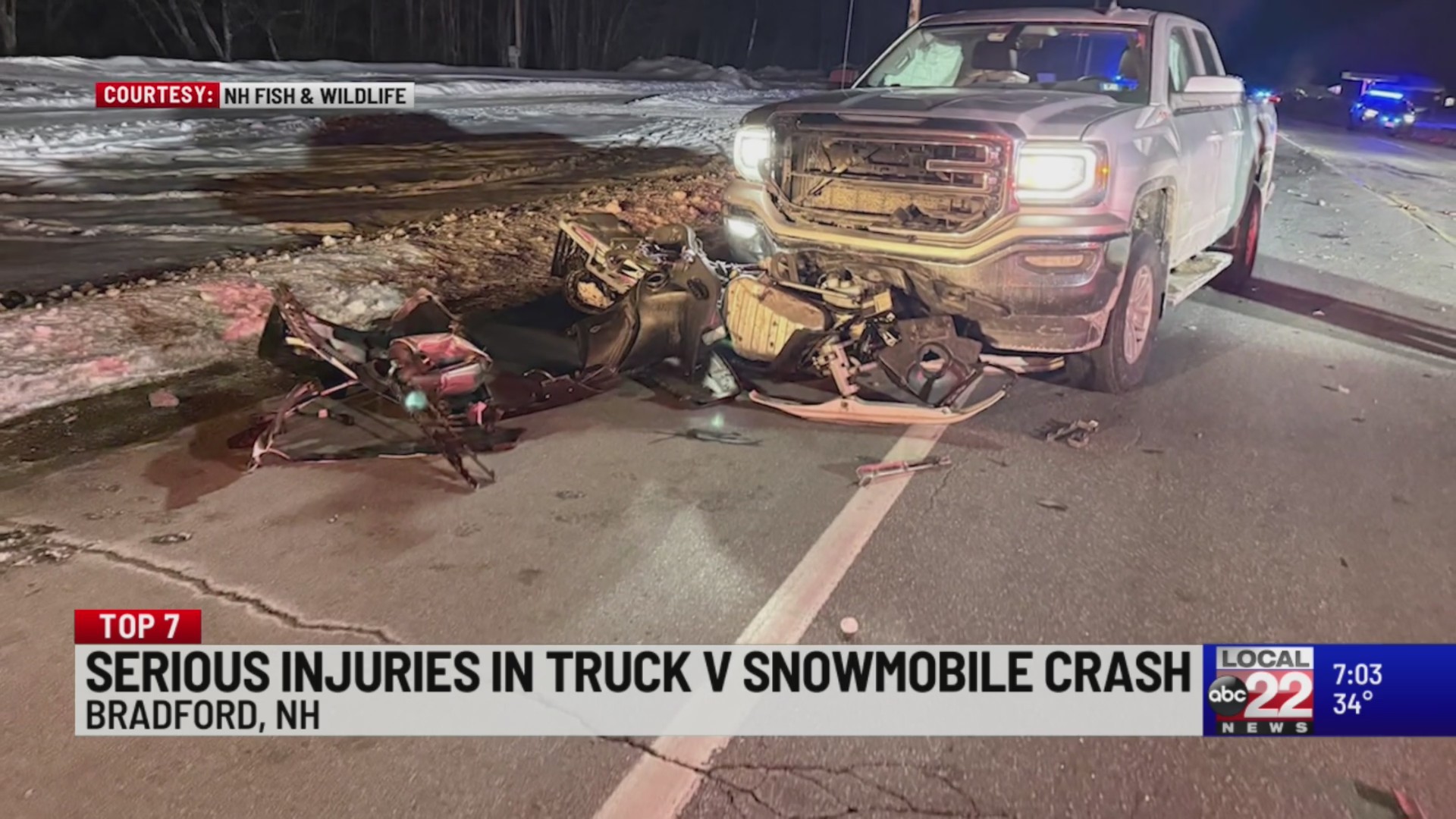 Serious injuries in New Hampshire truck-snowmobile crash