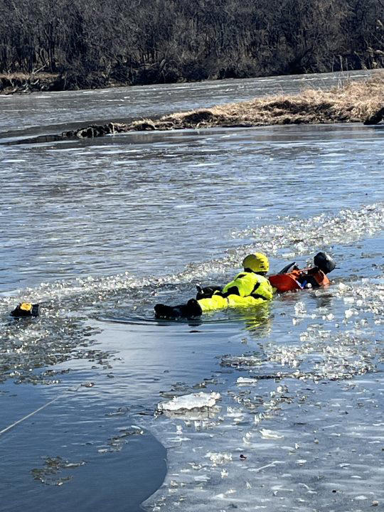 Two men saved from icy plunge into Fox River