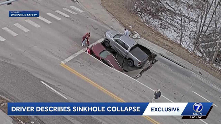 Omaha driver describes moment car collapsed into sinkhole
