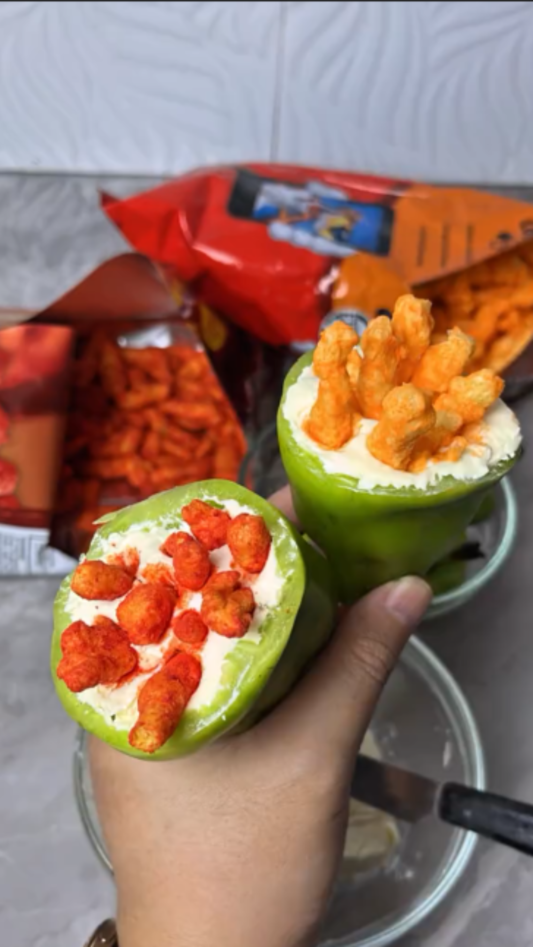 Cheetos stuffed bell peppers with cream cheese recipe