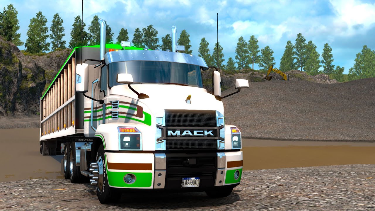 Saliendo cargado del río Mack Anthem ATS