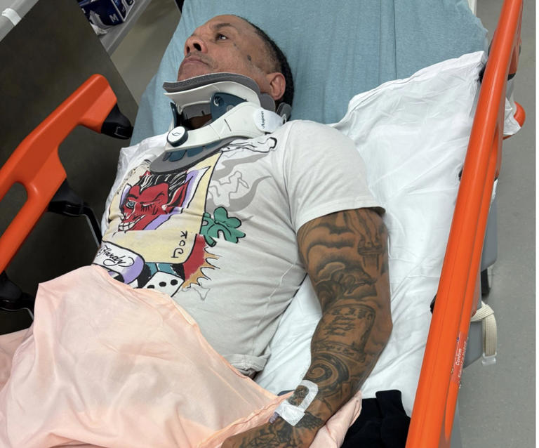 Benzino seen in neck brace after allegedly being hit by car during ...