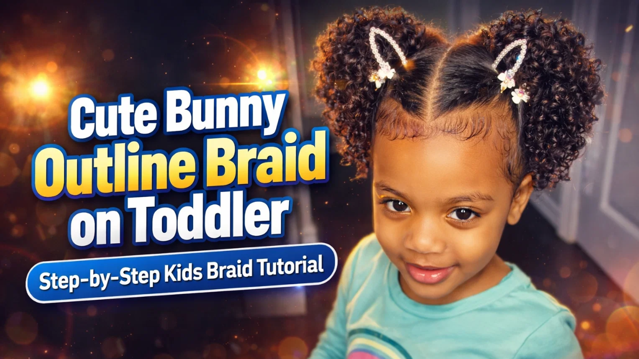 Cute bunny outline braid for toddlers step by step tutorial