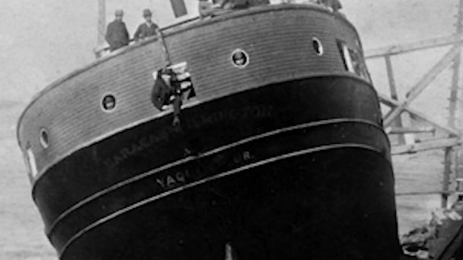 A 252-foot steamer breaks apart with survivors still clinging on