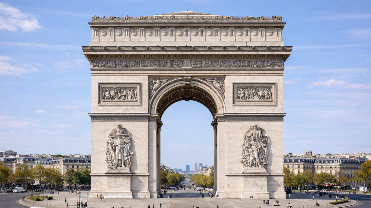 Cómo el Arco de Triunfo define París desde el cielo